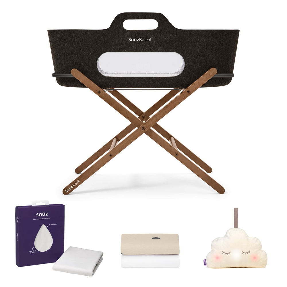 SnuzBaskit Graphite & Walnut Bundle with Beech Stand & Snuz